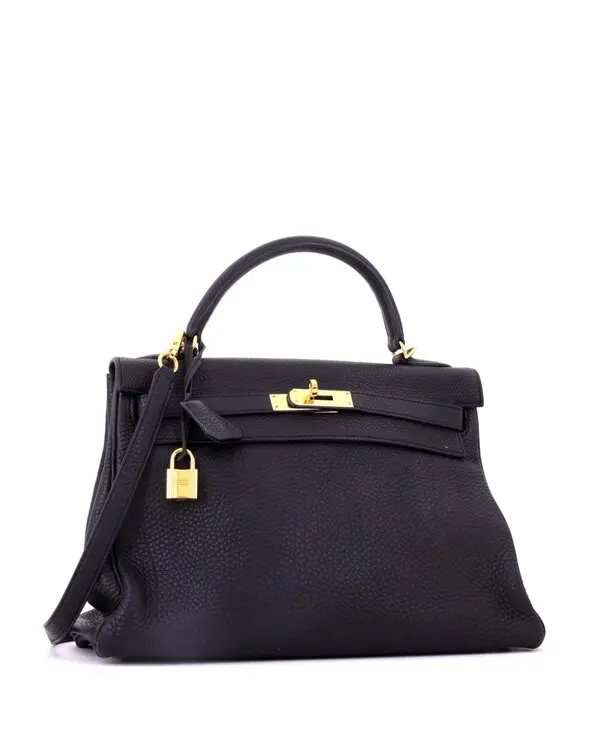 Hermès Kelly 32 Handbag Black Togo With Gold Hardware - Noir