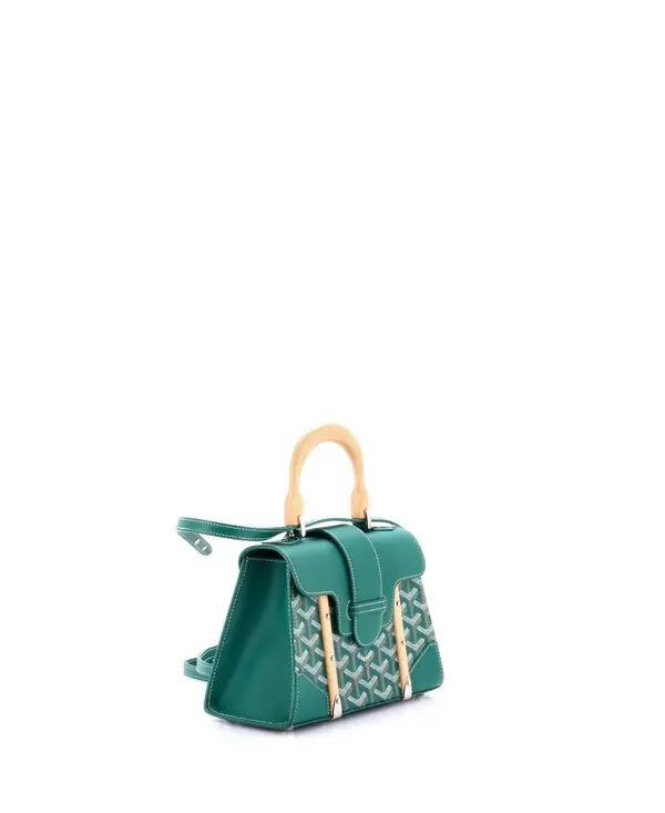 Goyard Structured Saigon Top Handle Bag Coated Canvas With Leather - Green
