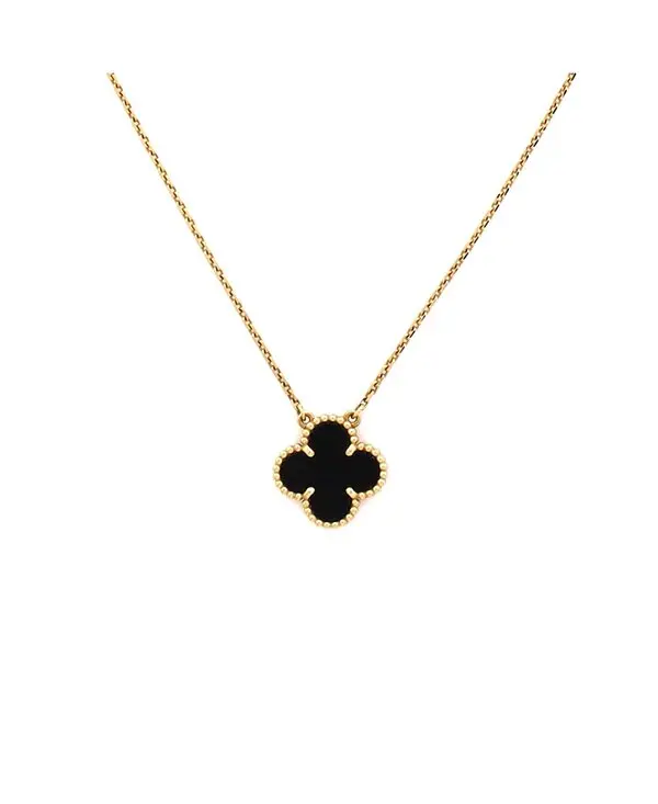 VAN CLEEF & ARPELS Vintage Alhambra Pendant Necklace 18k And Onyx, 16.5 - Gold