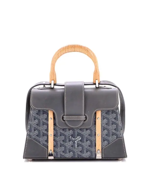 Goyard Structured Saigon Top Handle Bag Coated Canvas With Leather - Gray