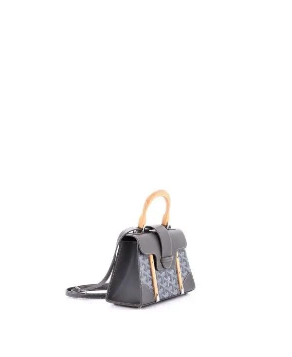 Goyard Structured Saigon Top Handle Bag Coated Canvas With Leather - Gray