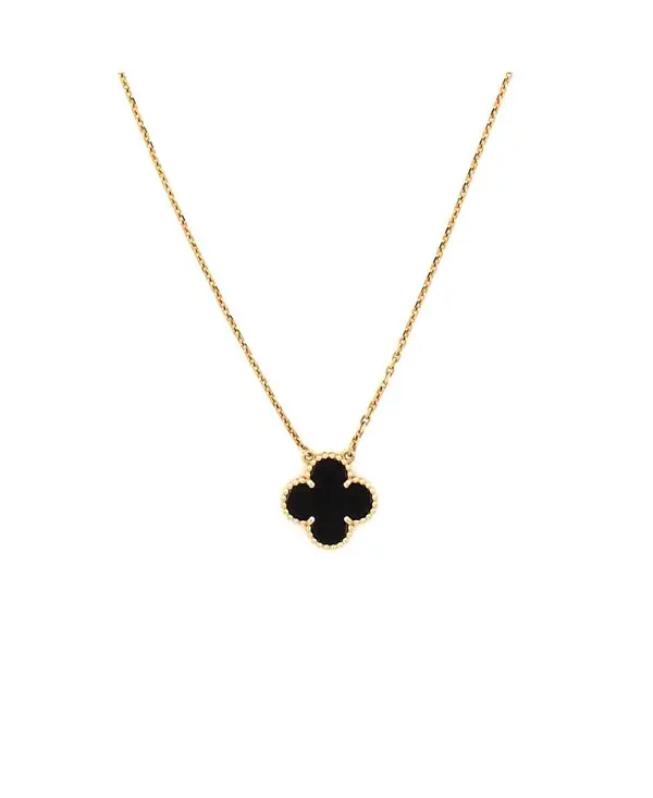 VAN CLEEF & ARPELS Vintage Alhambra Pendant Necklace 18k And Onyx, 16.5 - Gold