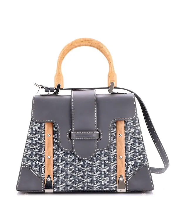 Goyard Pm Saigon Top Handle Bag Coated Canvas With Leather - Gray