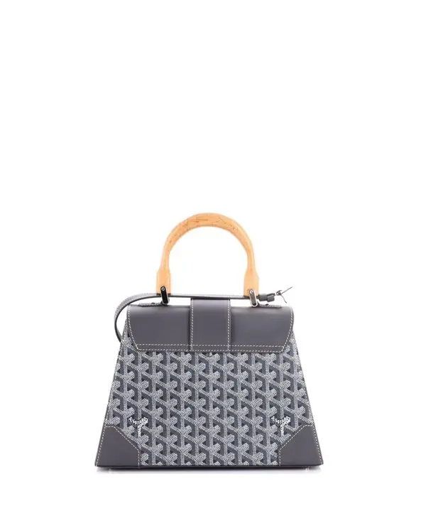 Goyard Pm Saigon Top Handle Bag Coated Canvas With Leather - Gray