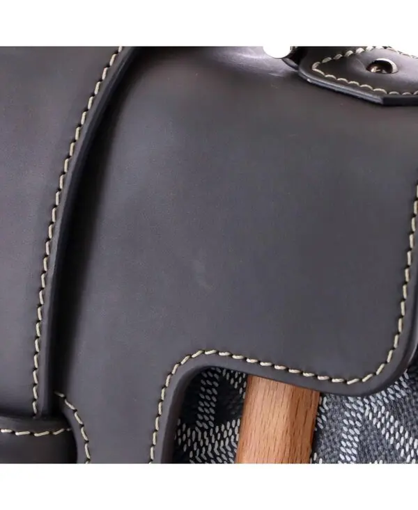 Goyard Pm Saigon Top Handle Bag Coated Canvas With Leather - Gray