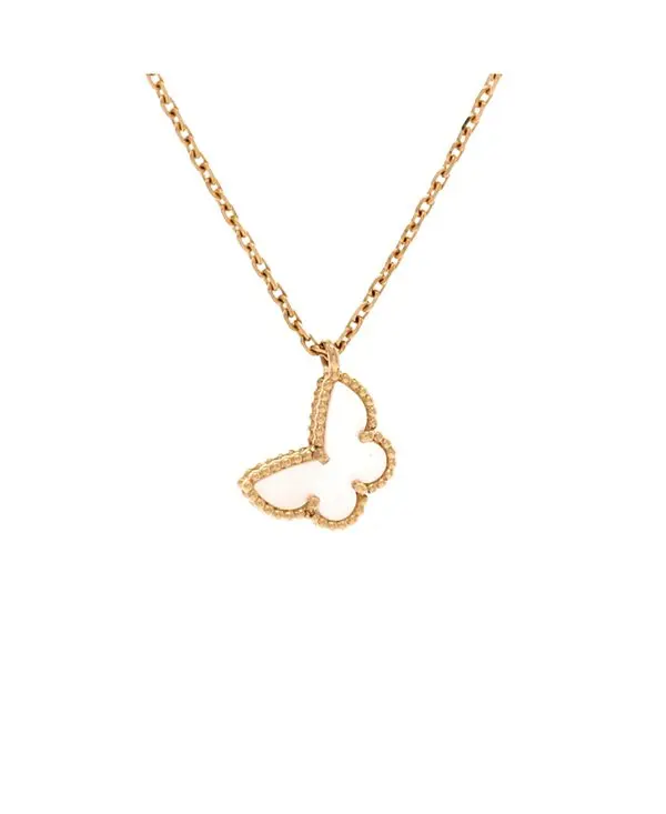 VAN CLEEF & ARPELS Sweet Alhambra Butterfly Pendant Necklace 18k And Mother Of Pearl, 15.75 - Gold
