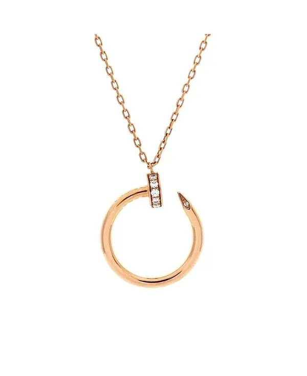 CARTIER Juste Un Clou Pendant Necklace 18k Rose Gold With Diamonds, 16 - Pink