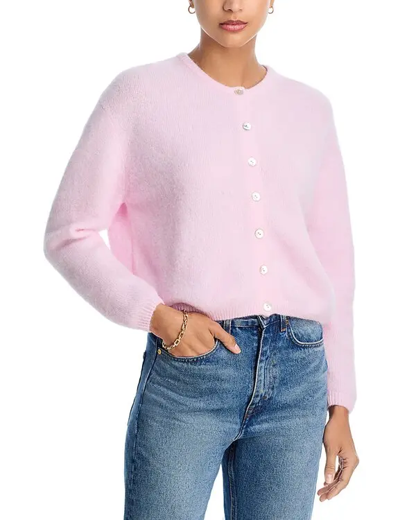 American Vintage Round Neck Buttoned Cardigan - Dragee Chine
