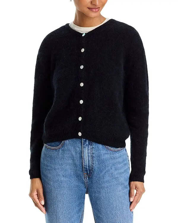 American Vintage Round Neck Buttoned Cardigan - Noir