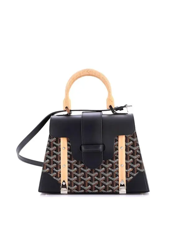 Goyard Pm Saigon Top Handle Bag Coated Canvas With Leather - Black