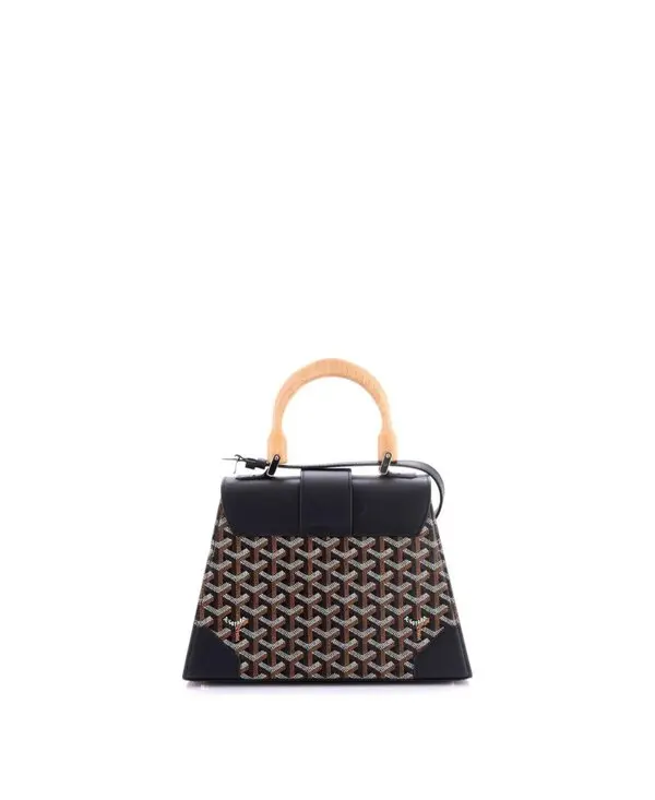 Goyard Pm Saigon Top Handle Bag Coated Canvas With Leather - Black
