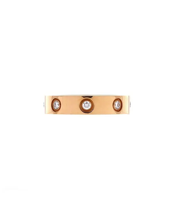 CARTIER Love Wedding Band 8 Diamonds Ring 18k Rose Gold With Diamonds - Pink
