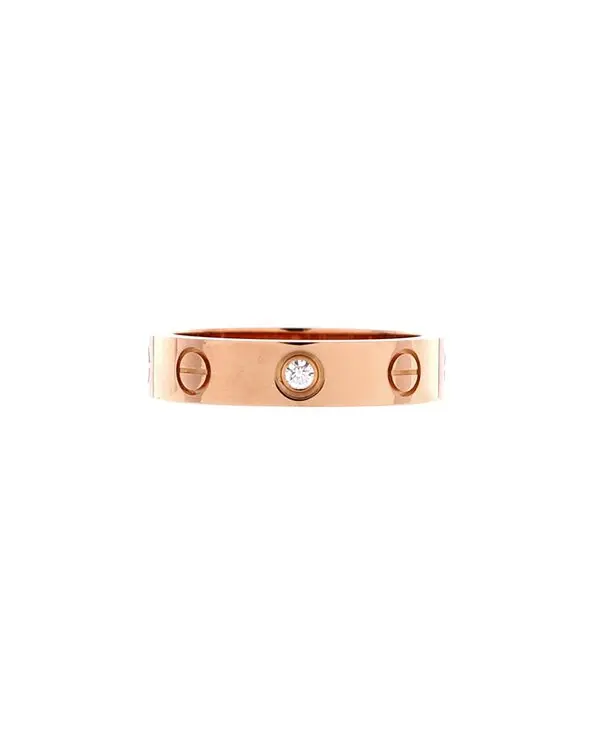 CARTIER Love Wedding Band 1 Diamond Ring 18k Rose Gold With Diamond - Pink