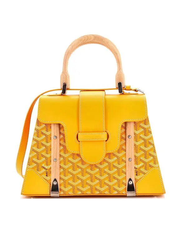Goyard Pm Saigon Top Handle Bag Coated Canvas With Leather - Yellow