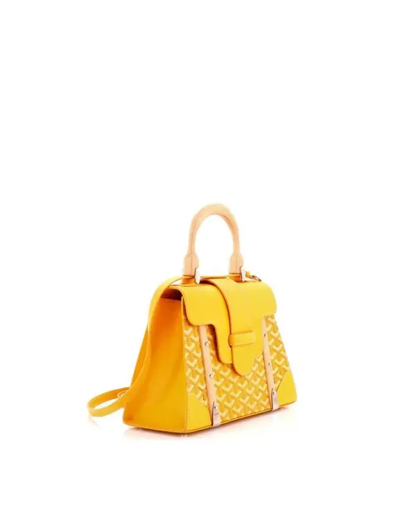 Goyard Pm Saigon Top Handle Bag Coated Canvas With Leather - Yellow