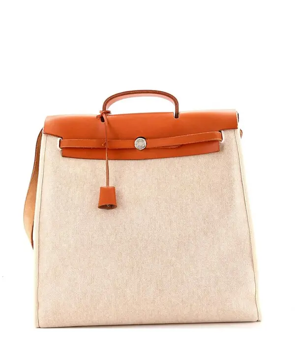 Hermès Mm Herbag Toile And Leather