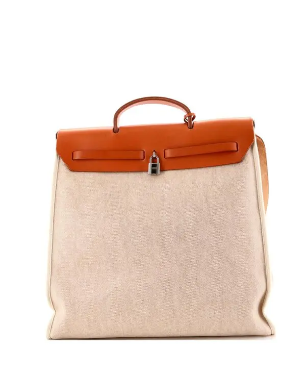 Hermès Mm Herbag Toile And Leather