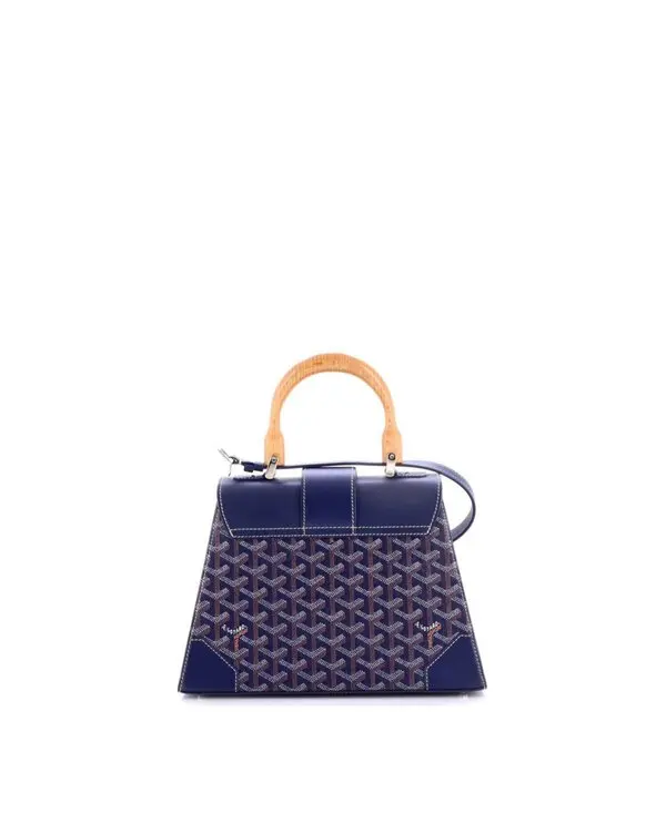 Goyard Pm Saigon Top Handle Bag Coated Canvas With Leather - Blue