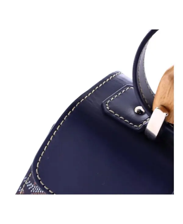 Goyard Pm Saigon Top Handle Bag Coated Canvas With Leather - Blue