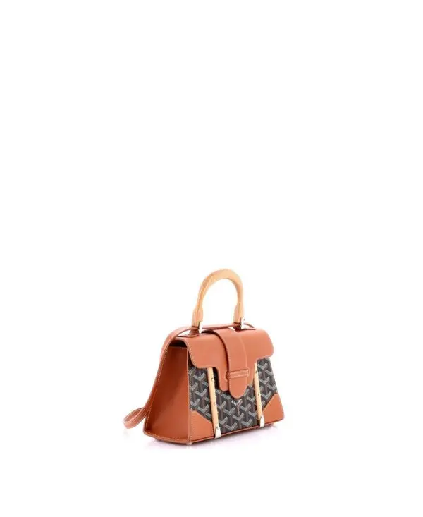 Goyard Structured Saigon Top Handle Bag Coated Canvas With Leather - Brown