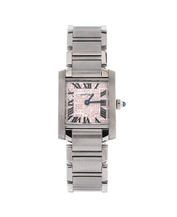 CARTIER 160 Limited Edition Tank Francaise Quartz Watch In Stainless Steel 20mm - Dial Color: Pink
