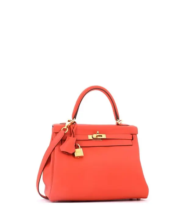Hermès Kelly 25 Handbag Orange Swift With Gold Hardware