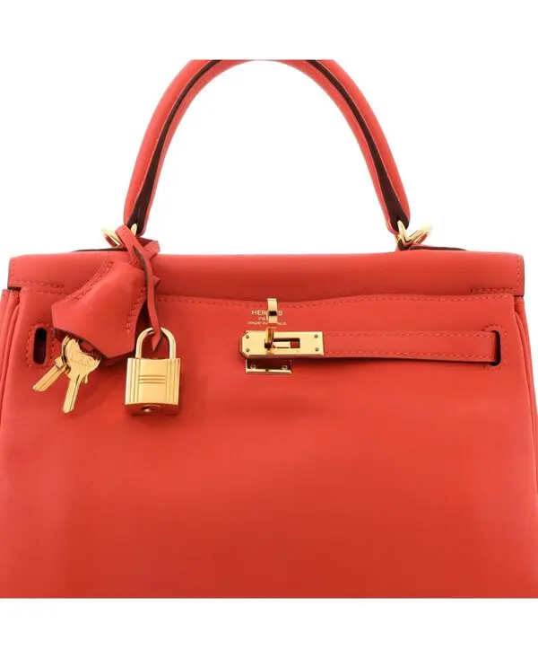 Hermès Kelly 25 Handbag Orange Swift With Gold Hardware