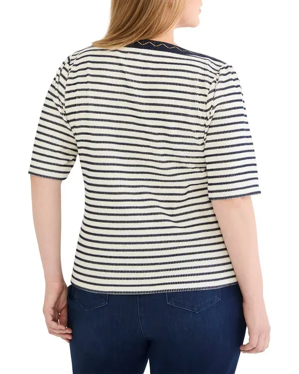 NIC+ZOE Embroidered Boat Neck Top