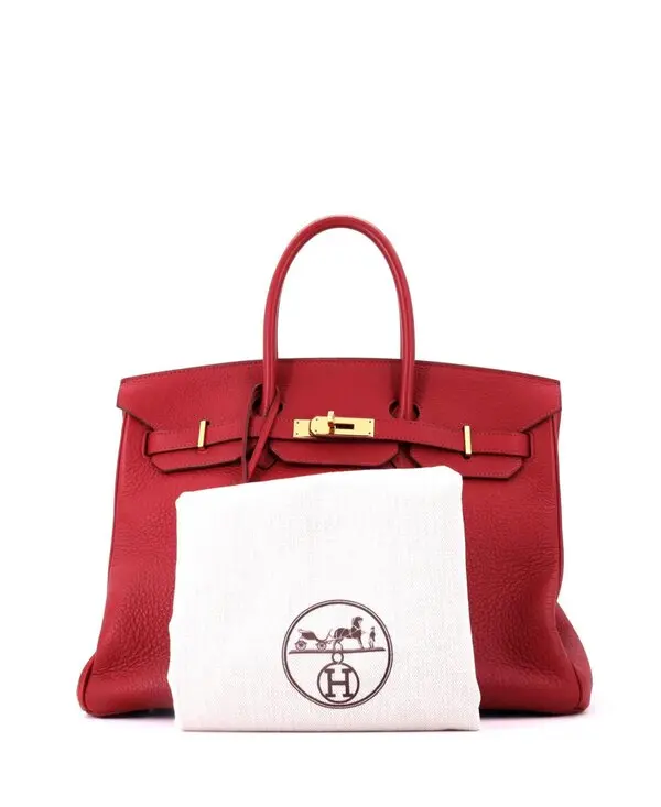 Hermès Birkin 35 Handbag Red Clemence With Gold Hardware