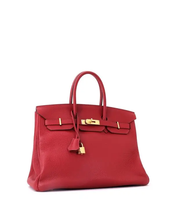 Hermès Birkin 35 Handbag Red Clemence With Gold Hardware