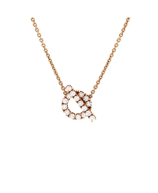 Hermès Finesse Pendant Necklace 18k Rose Gold And Diamonds, 16 - Pink