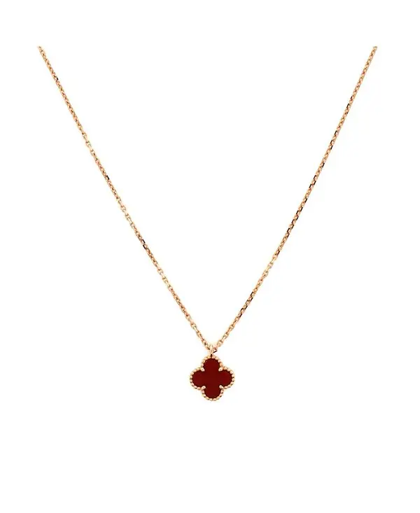 VAN CLEEF & ARPELS Sweet Alhambra Pendant Necklace 18k Rose Gold And Carnelian, 15.75 - Pink