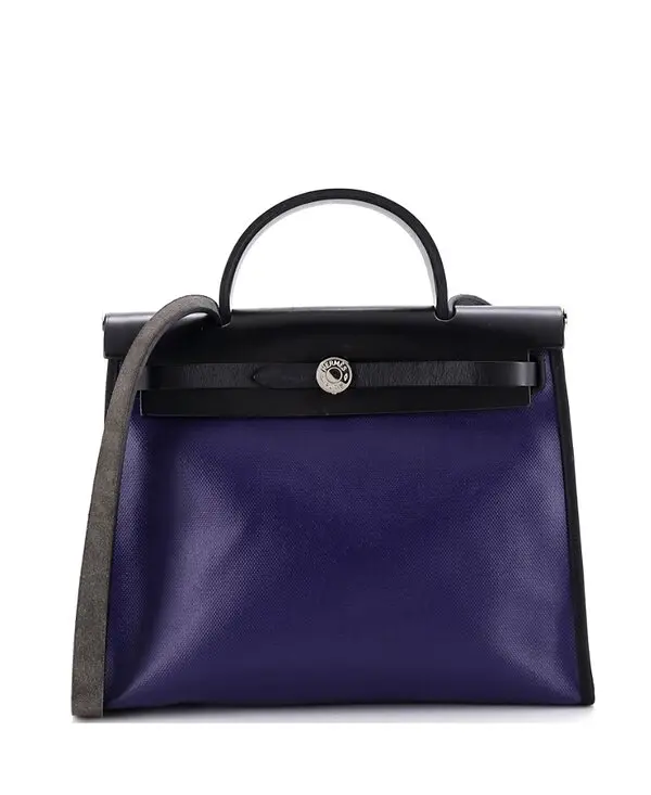 Hermès 31 Herbag Zip Berline Vache Canvas And Leather - Blue