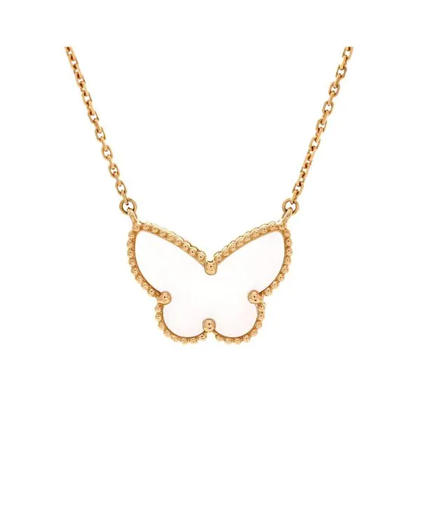 VAN CLEEF & ARPELS Lucky Alhambra Butterfly Pendant Necklace 18k With Mother Of Pearl, 16.5 - Gold