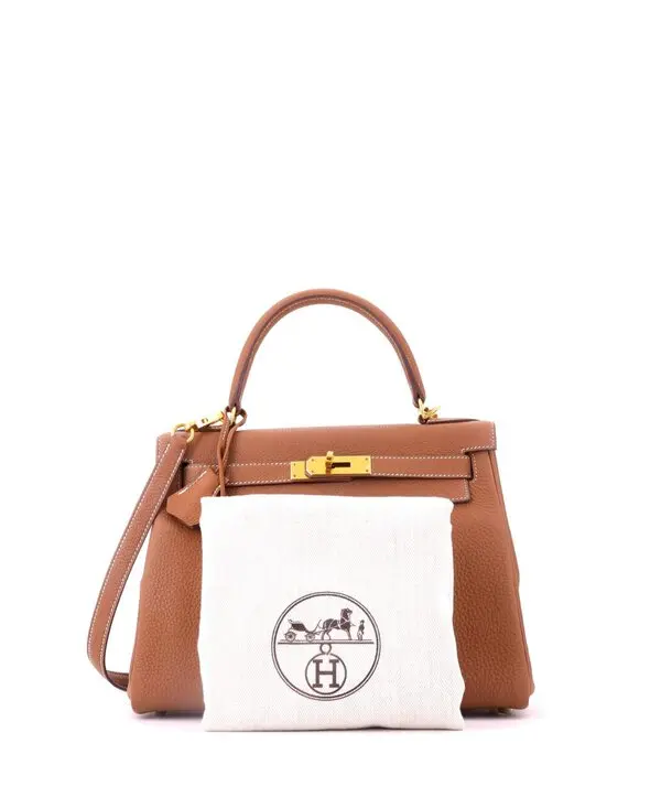Hermès Kelly 28 Handbag Brown Togo With Hardware - Gold