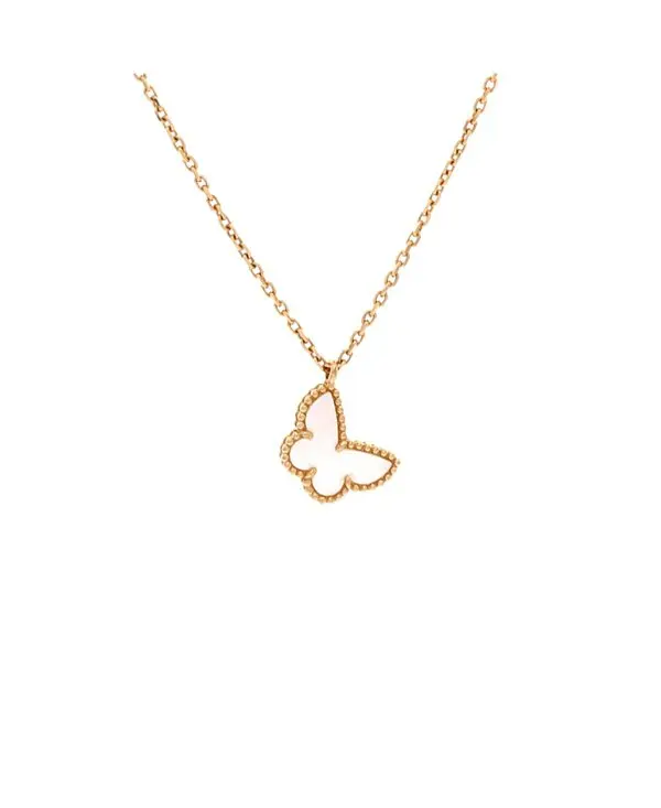 VAN CLEEF & ARPELS Sweet Alhambra Butterfly Pendant Necklace 18k And Mother Of Pearl, 15.75 - Gold
