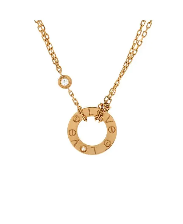 CARTIER 2 Diamonds Love Pendant Necklace 18k And Diamonds, 16.25 - Gold