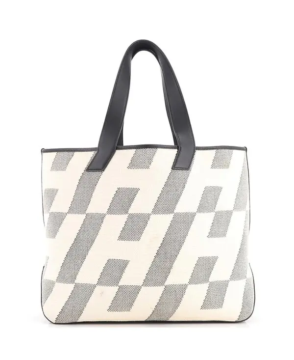 Hermès 40 Cabas H En Biais Tote Canvas With Leather