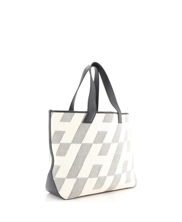 Hermès 40 Cabas H En Biais Tote Canvas With Leather