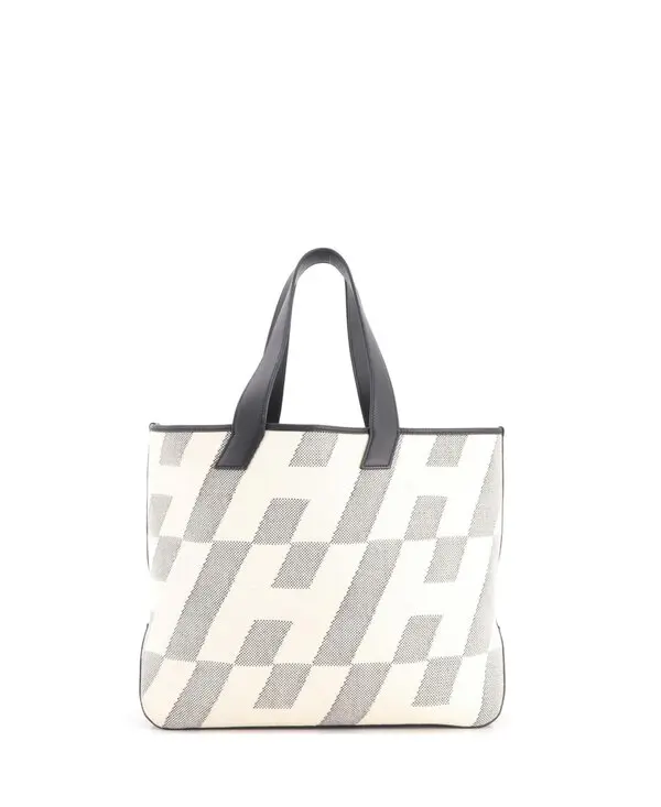 Hermès 40 Cabas H En Biais Tote Canvas With Leather