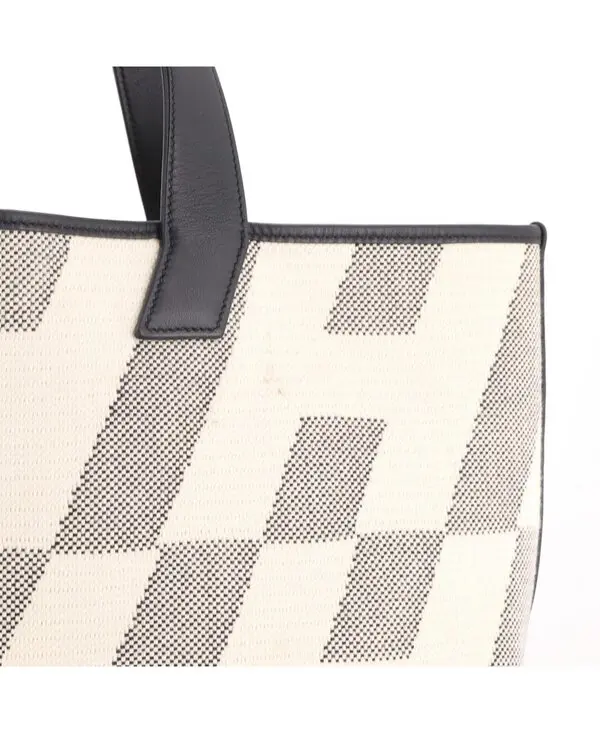Hermès 40 Cabas H En Biais Tote Canvas With Leather