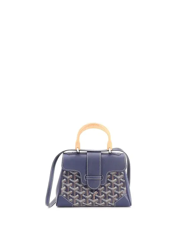 Goyard Saigon Top Handle Bag Coated Canvas With Leather - Blue