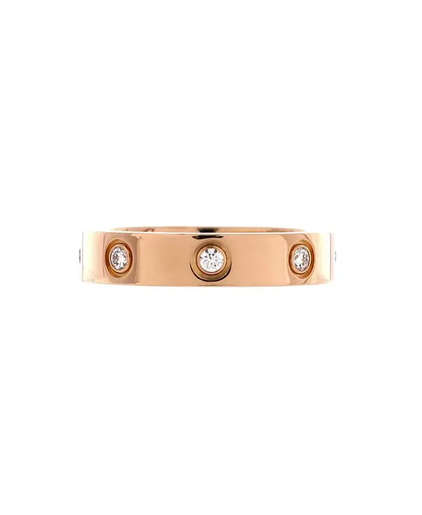 CARTIER Love Wedding Band 8 Diamonds Ring 18k Rose Gold With Diamonds - Pink