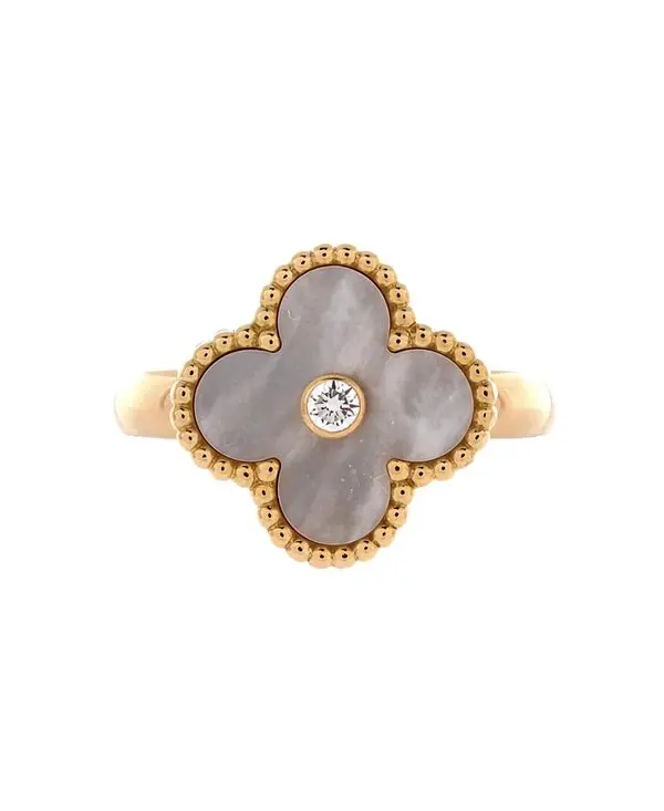 VAN CLEEF & ARPELS Vintage Alhambra Ring 18k With Mother Of Pearl And Diamond - Gold