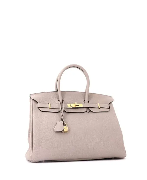 Hermès Birkin 35 Handbag Grey Togo With Gold Hardware - Gris Tourterelle