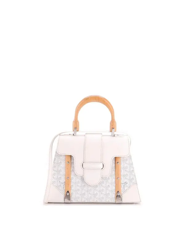 Goyard Pm Saigon Top Handle Bag Coated Canvas With Leather - White