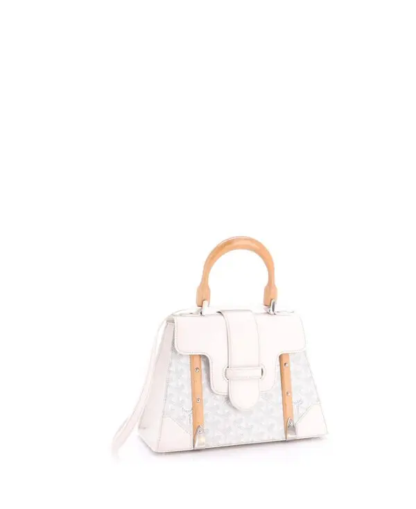 Goyard Pm Saigon Top Handle Bag Coated Canvas With Leather - White