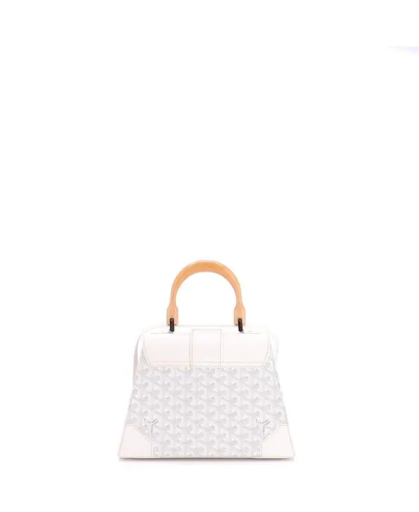 Goyard Pm Saigon Top Handle Bag Coated Canvas With Leather - White