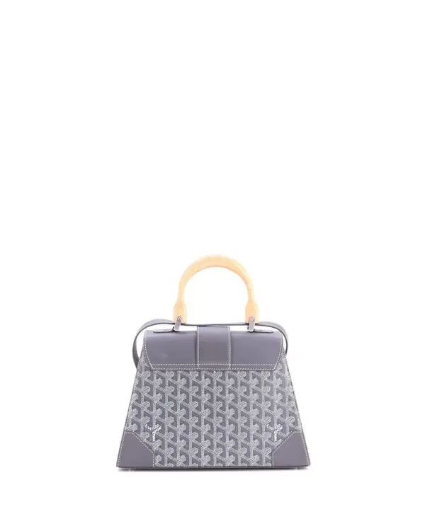 Goyard Pm Saigon Top Handle Bag Coated Canvas With Leather - Gray