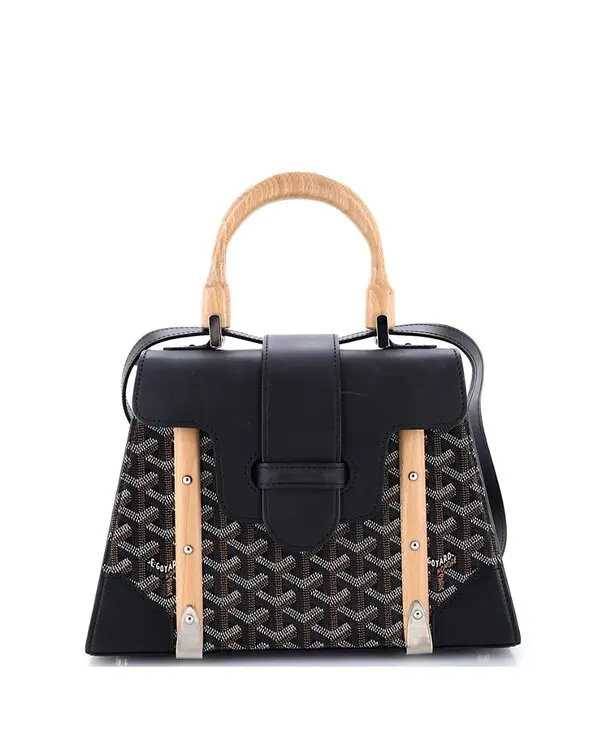 Goyard Pm Saigon Top Handle Bag Coated Canvas With Leather - Black